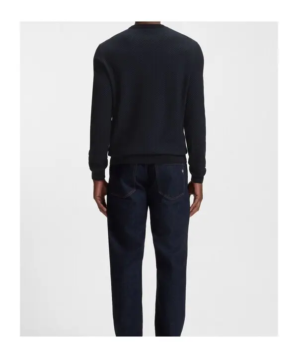 Hugo Boss Herringbone Crewneck Jumper - Black