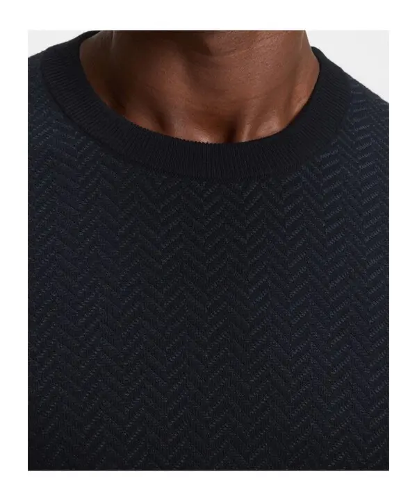 Hugo Boss Herringbone Crewneck Jumper - Black