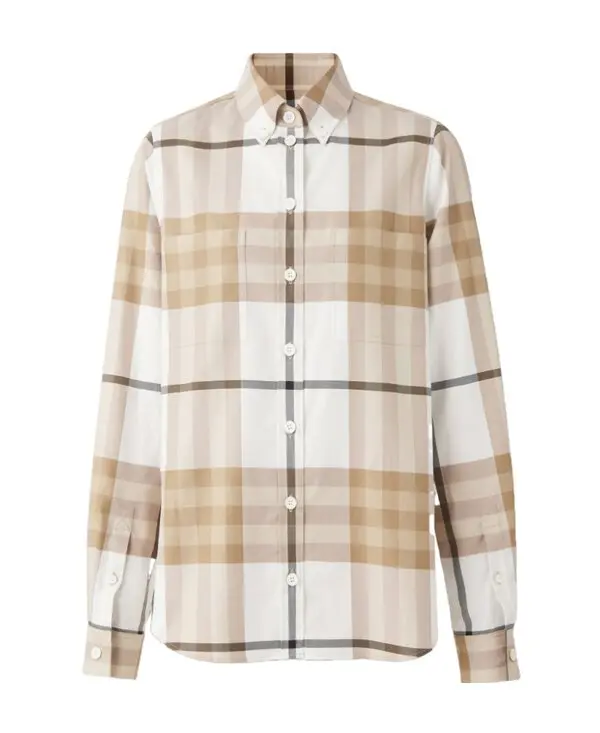 Burberry Checked Long-sleeve Shirt - Nude