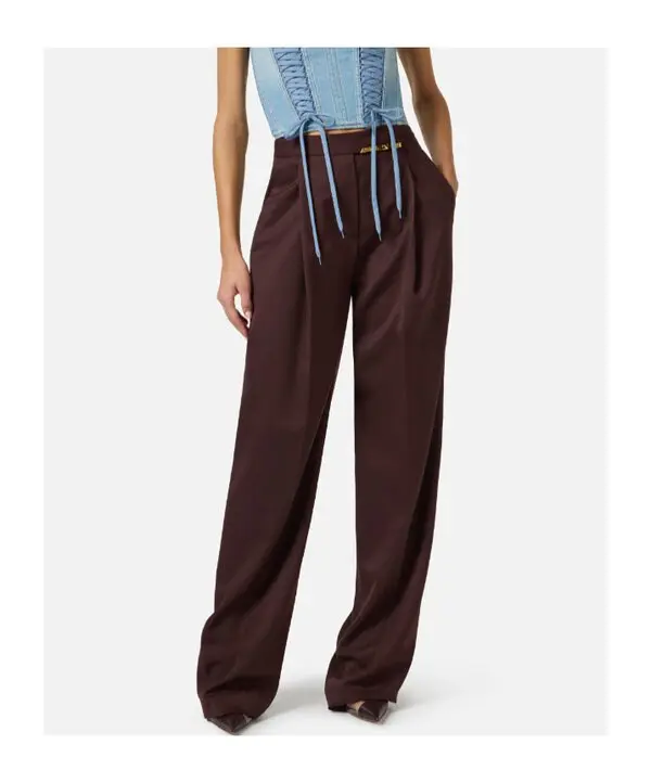Elisabetta Franchi Jewel Plaque Cool Wool Trousers