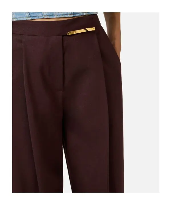 Elisabetta Franchi Jewel Plaque Cool Wool Trousers