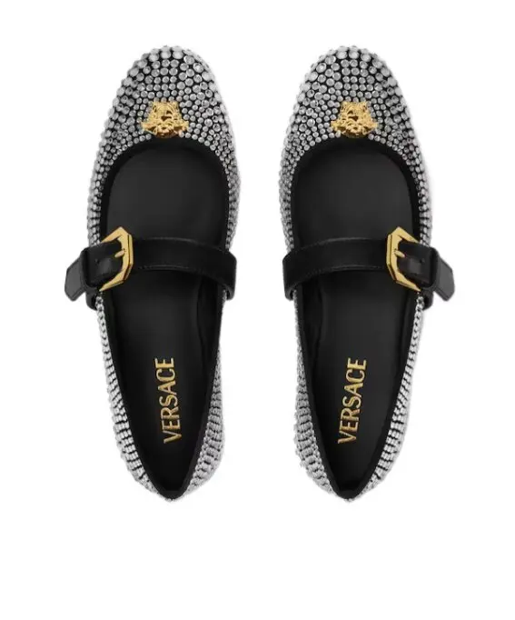 Versace Embellished Ballet Flats