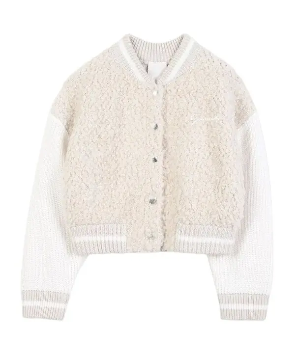 Givenchy Faux Shearling Cardigan With Trimmed Pockets - White