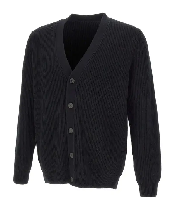 MC2 SAINT BARTH Herrison Ribbed V-neck Cardigan - Black