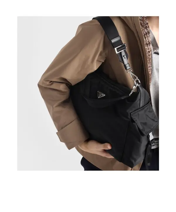 Prada Re-nylon And Leather Shoulder Bag - Black