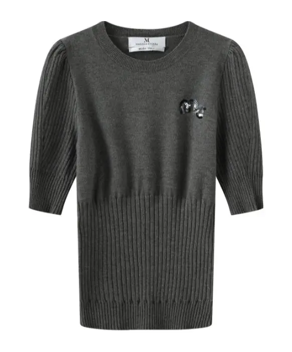 Marissa Chiara Puff Sleeve Sweater With Sequin Embellishment