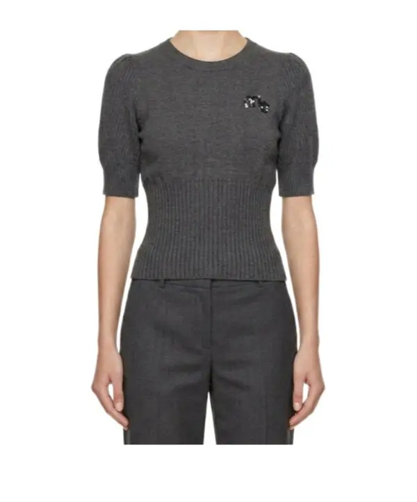 Marissa Chiara Puff Sleeve Sweater With Sequin Embellishment