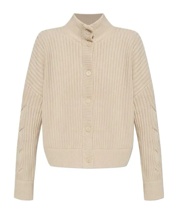 Max Mara Afelio High Neck Button-up Cardigan - Beige