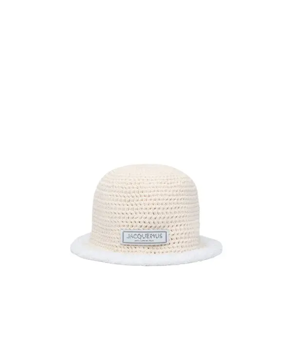 Jacquemus Le Bob Bordino Cable Knit Bucket Hat - Off White