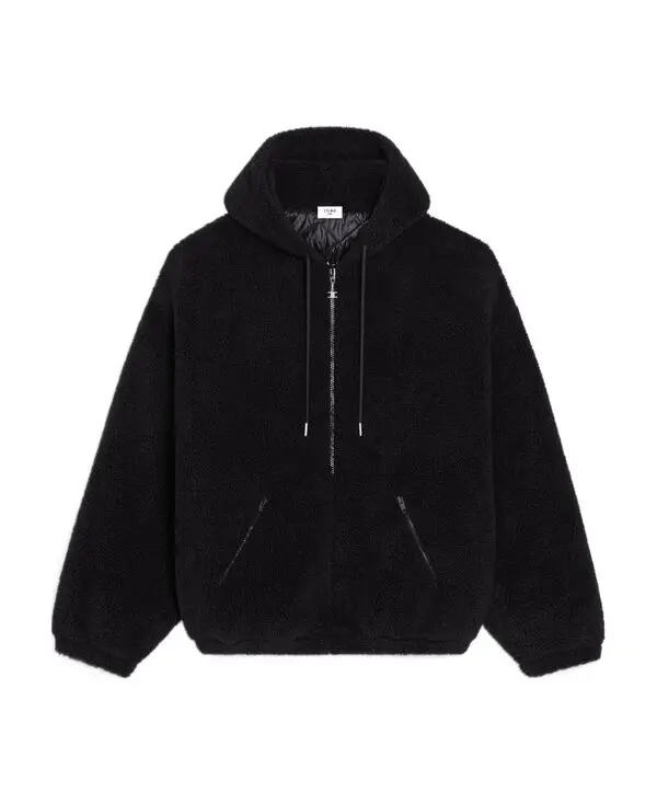 Celine Zipped Fleece Hoodie With Rivet Embroidery