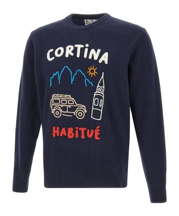 MC2 SAINT BARTH Crewneck Jumper With Embroidered Detail - Blue