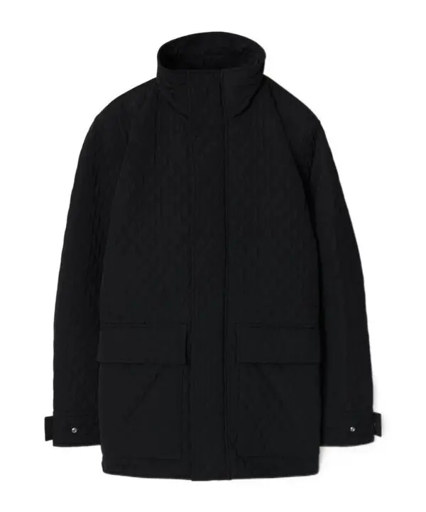 Burberry Long Sleeved Checked Hooded Jacket - Black