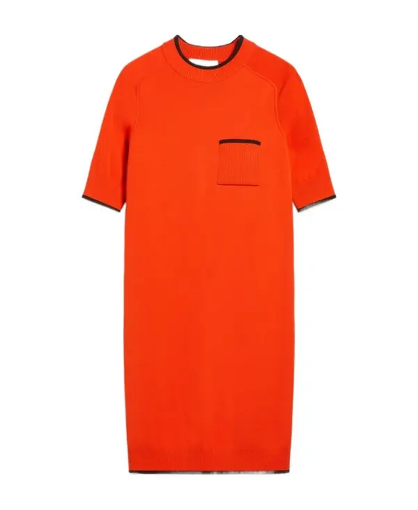 Sportmax Stretch Knit Dress With Ribbed Chest Pocket