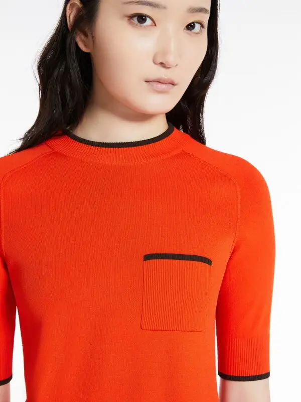 Sportmax Stretch Knit Dress With Ribbed Chest Pocket