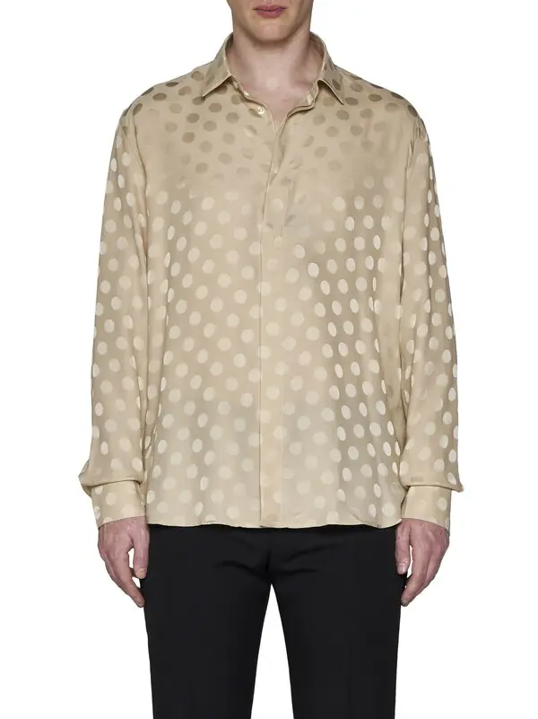 Saint Laurent Dotted Long-sleeved Shirt