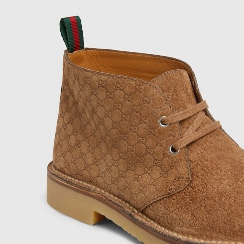 Gucci Gg Suede Ankle Boots - Camel