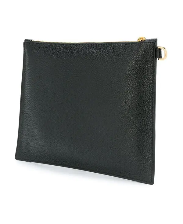 Versace Medusa Embroidered Leather Clutch Bag