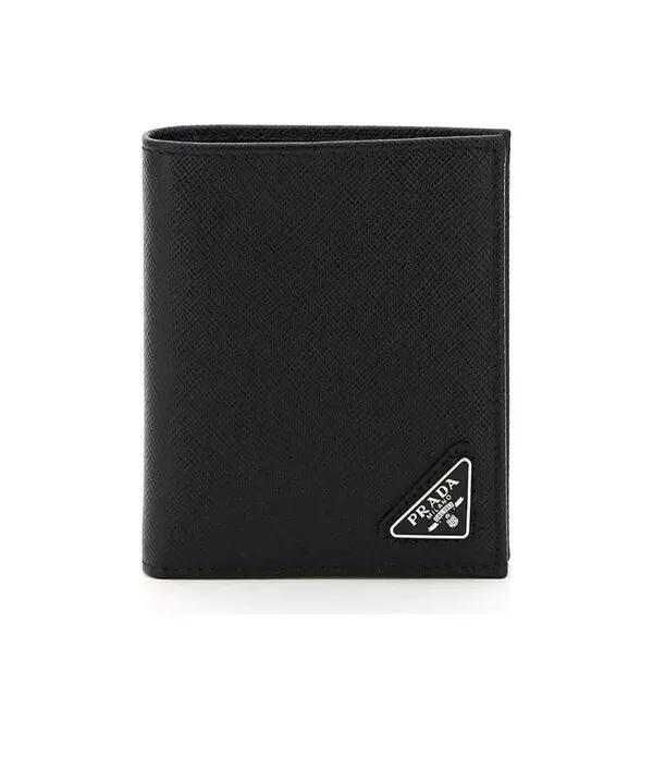 Prada Triangle Logo Bifold Wallet - Black