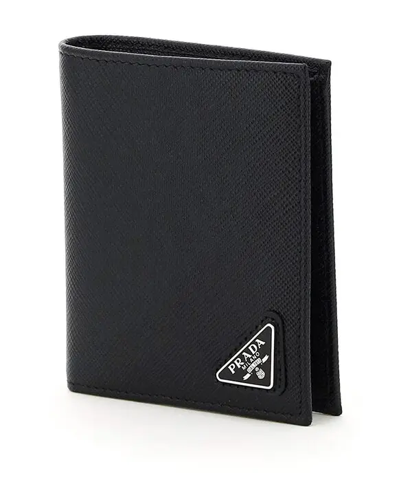 Prada Triangle Logo Bifold Wallet - Black