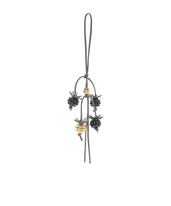 Loewe Berry Charm In Classic Calfskin And Acetate - Black/green