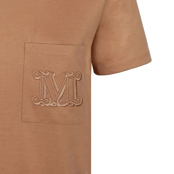 Max Mara Short-sleeved T-shirt With Pocket Detail - Camel