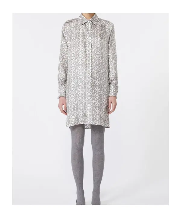 Max Mara Graphic Printed Long-sleeved Shirt Dress - Seda