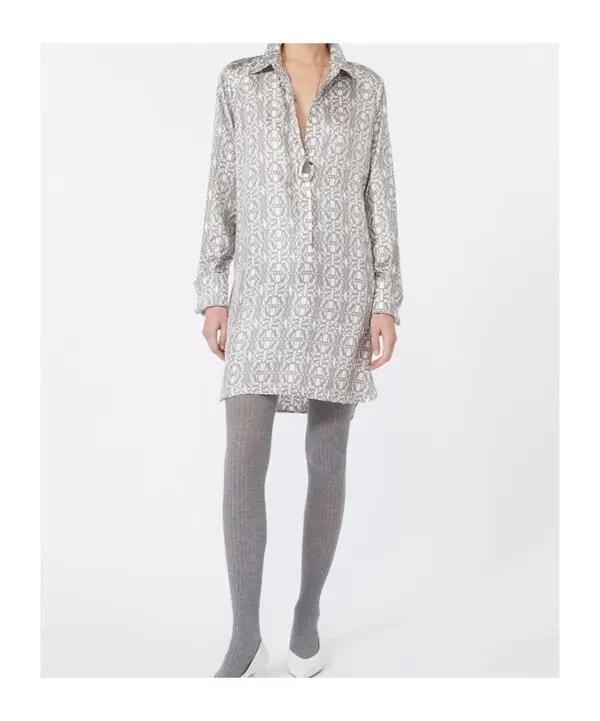 Max Mara Graphic Printed Long-sleeved Shirt Dress - Seda