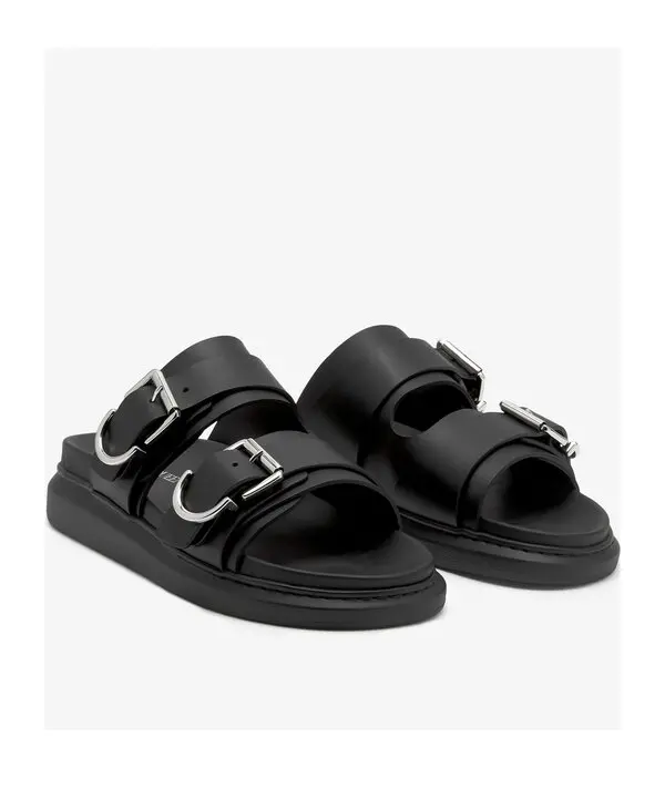 Alexander McQueen Hybrid Double Buckled Sandals - Black/silver