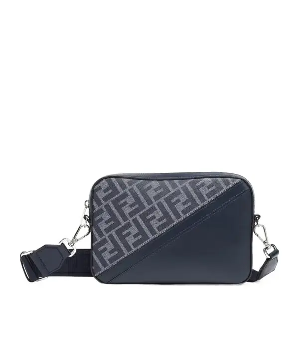 Fendi Diagonal Camera Bag With Monogram Detail - Blue