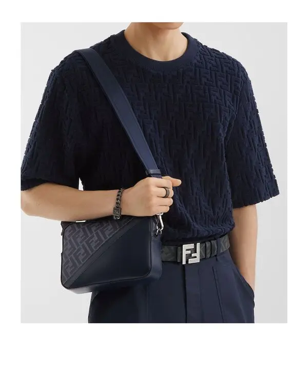 Fendi Diagonal Camera Bag With Monogram Detail - Blue