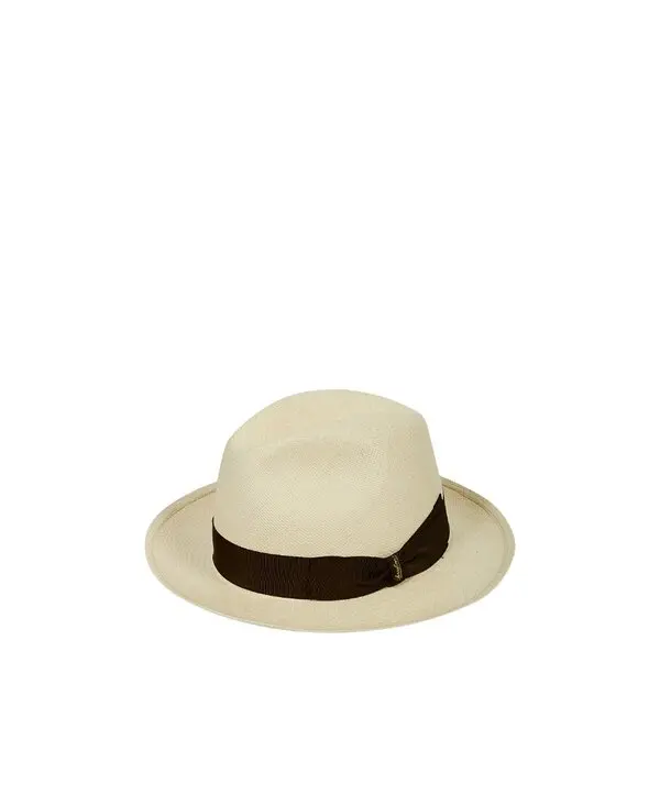 Borsalino Straw Sun Hat With Logo Detail - Nude