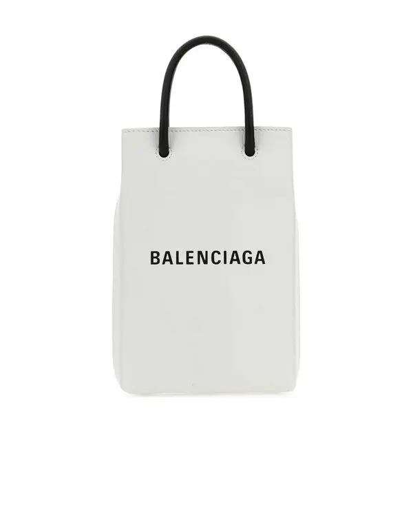 Balenciaga Logo Printed Phone Holder - White