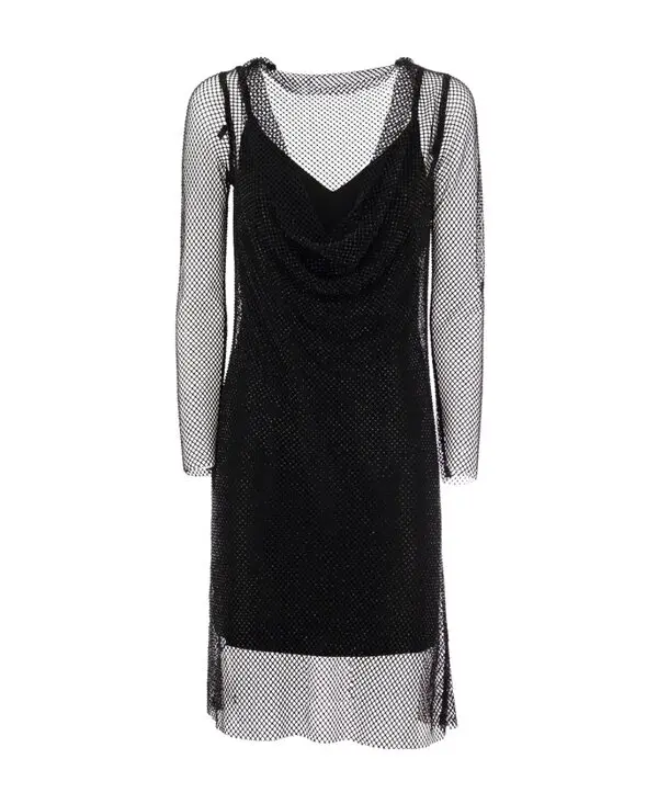 Max Mara Mesh Layered Long Sleeve Mini Dress