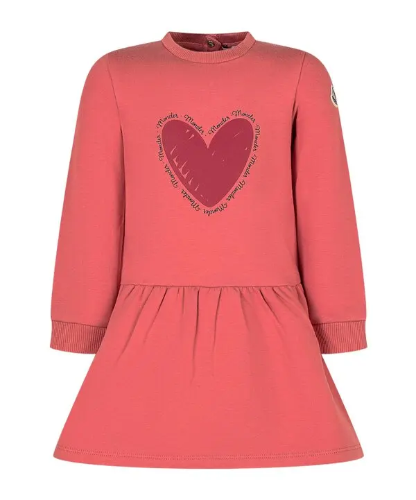 Moncler Heart Embellished Long Sleeve Dress - Red