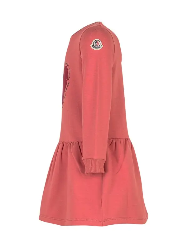Moncler Heart Embellished Long Sleeve Dress - Red