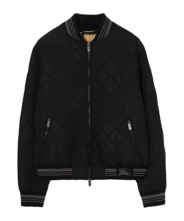 Burberry Micro Check-stitch Rakewood Bomber Jacket - Black