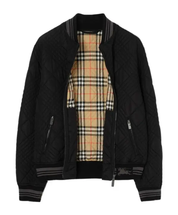Burberry Micro Check-stitch Rakewood Bomber Jacket - Black