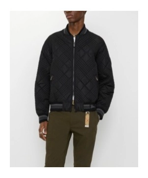 Burberry Micro Check-stitch Rakewood Bomber Jacket - Black
