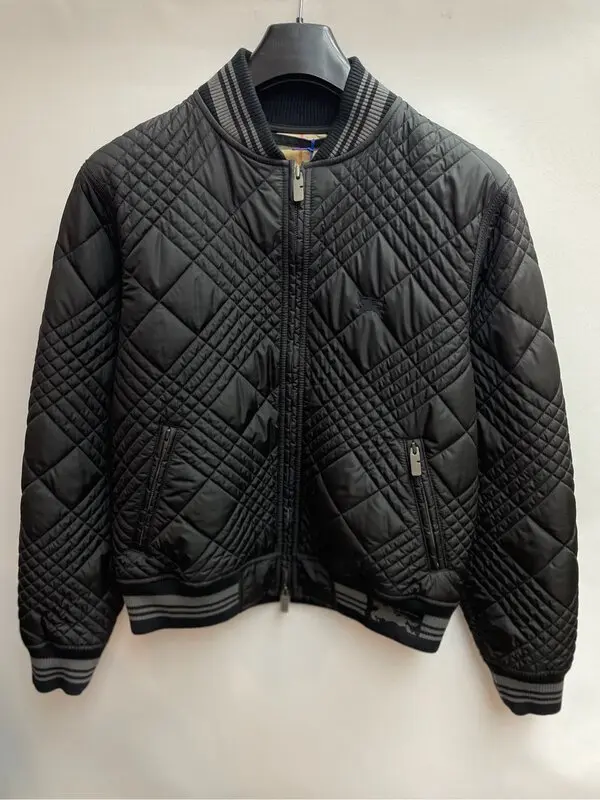 Burberry Micro Check-stitch Rakewood Bomber Jacket - Black