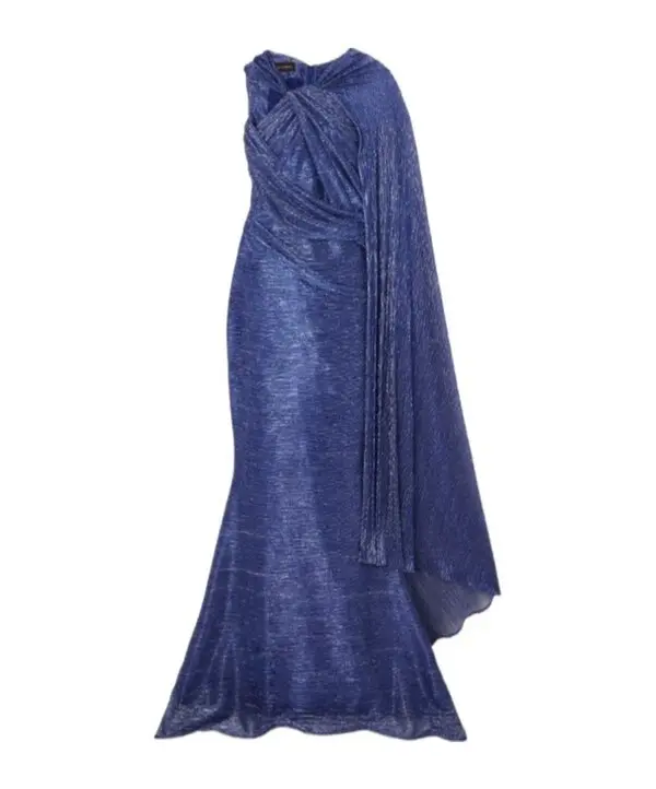 Talbot Runhof Asymmetrical Neckline Cape Effect Gown