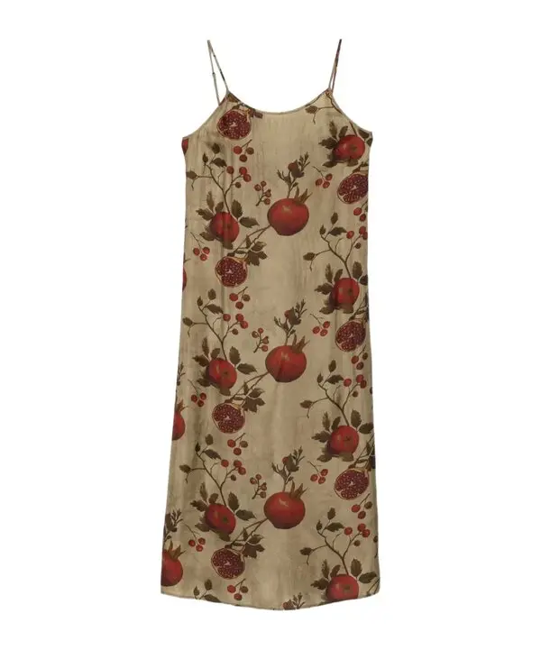 UMA WANG Pomegranate Print Midi Slip Dress - Brown
