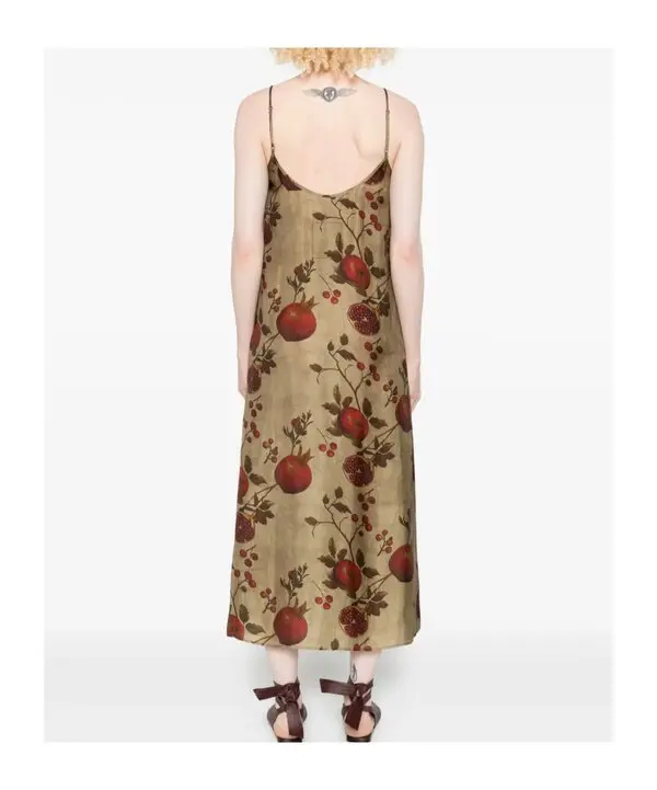 UMA WANG Pomegranate Print Midi Slip Dress - Brown