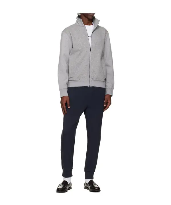 Hugo Boss Zip-up Jacket With Stand Collar And Logo Detail - Silver