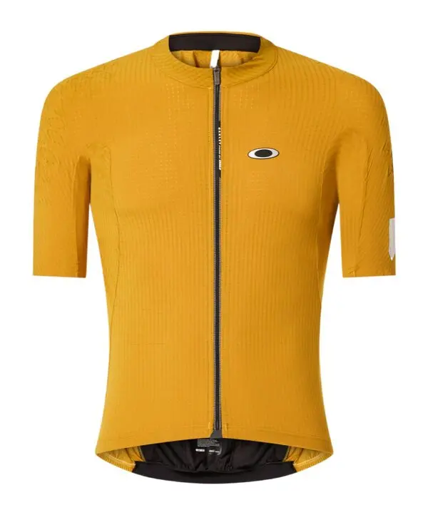 Oakley Gridskin Pinstripe Ss Textured Zip Jersey - Amber Yellow