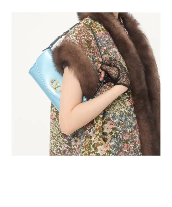 Valentino Garavani Devain Small Shoulder Bag In Laminated Nappa Leather