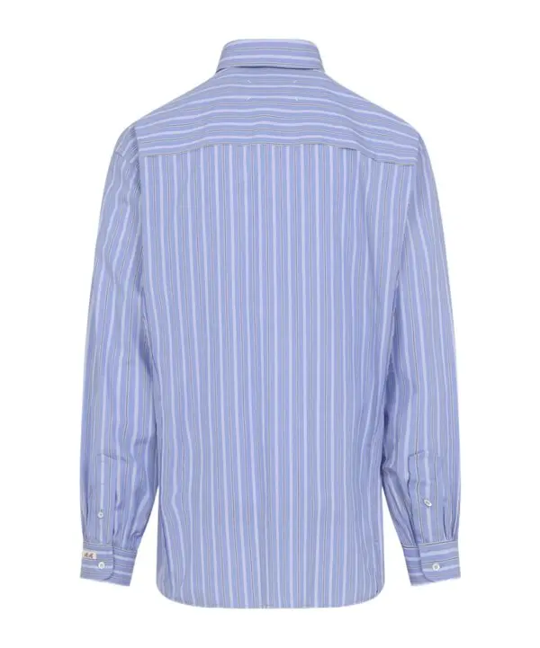 MAISON MARGIELA Striped Long-sleeved Buttoned Shirt - Blue