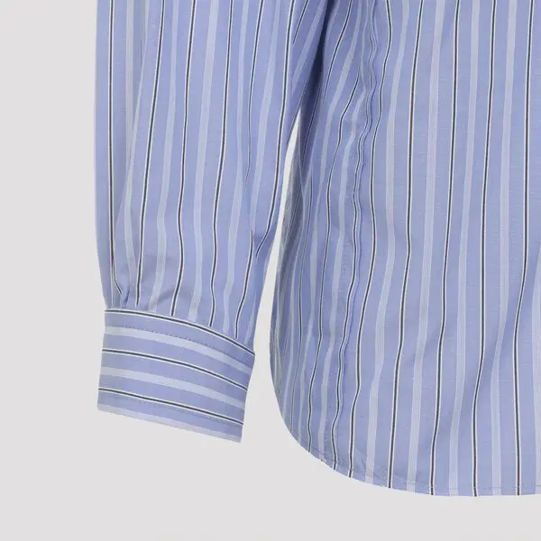 MAISON MARGIELA Striped Long-sleeved Buttoned Shirt - Blue