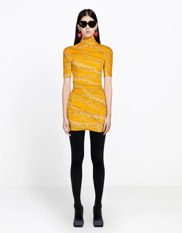 Balenciaga Velvet Slim High-neck Dress