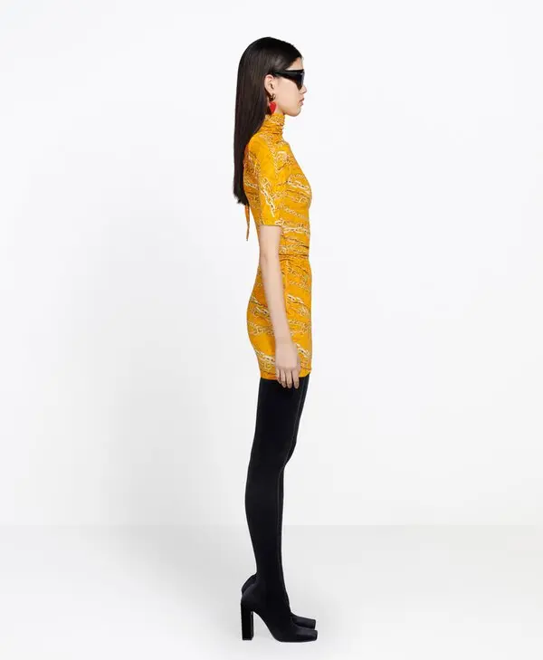 Balenciaga Velvet Slim High-neck Dress