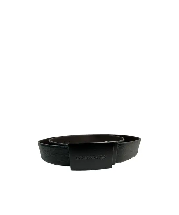 Emporio Armani Eagle Logo Buckle Belt - Black